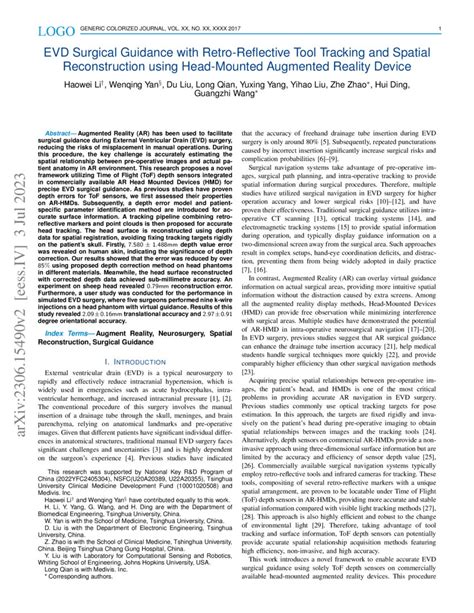 Evd Surgical Guidance With Retro Reflective Tool Tracking And Spatial