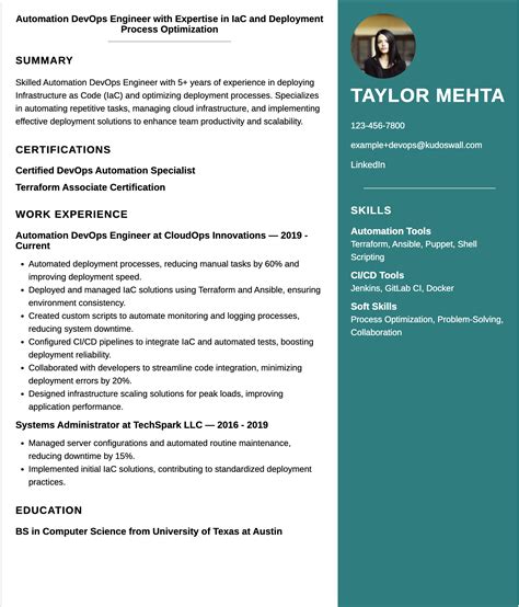 Automation Devops Engineer Resume Example Streamline Devops Automation