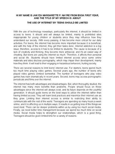 Limiting Teen Internet Access Under 40 Characters Pdf Adolescence