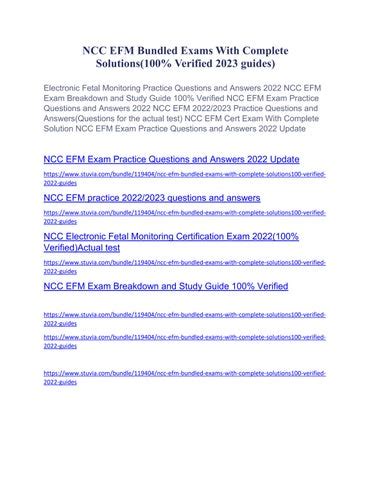 NCC EFM Bundled Exams With Complete Solutions 100 Verified 2023 Guides