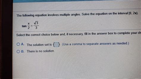 solved the following equation involves multiple angles