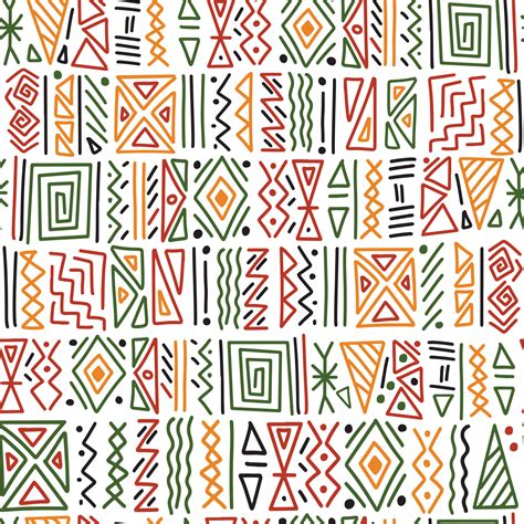 African Ethnic Tribal Clash Ornament Seamless Pattern Background Simple Lines Triangles Hand