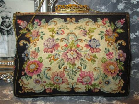 Vintage Austrian Petit Point Floral Purse