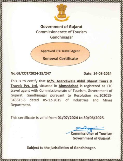 Ltc Travel Agent Certificate Akhil Bharat Tours And Travels
