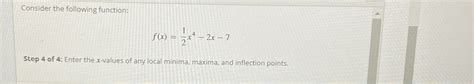 Solved Consider The Following Function F X 12x4 2x 7step 4