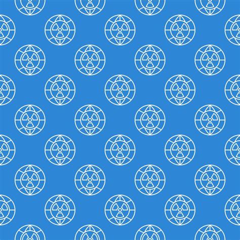 Earth Globe With Radiation Symbol Vector Seamless Pattern In Thin Line