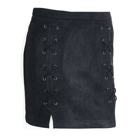 Lace Up Leather Suede Pencil Skirt For Women Wanahavit