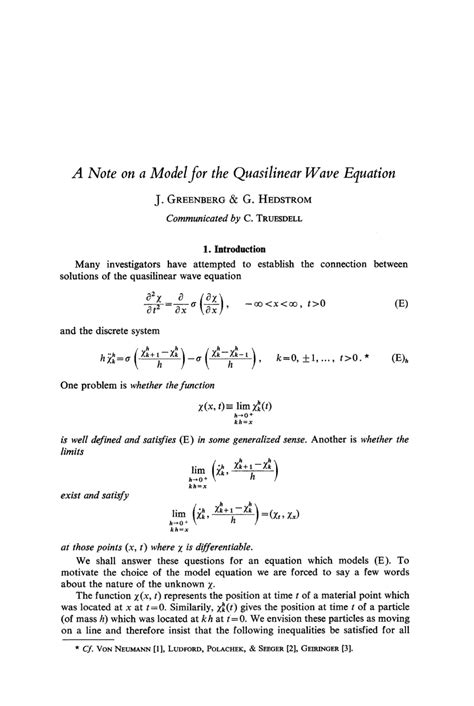 Pdf A Note On A Model For The Quasilinear Wave Equation