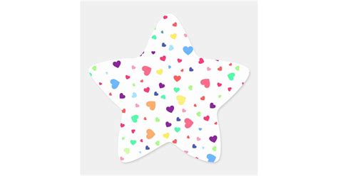 Cute Romantic Colourful Hearts Illustration Patter Star Sticker Zazzle