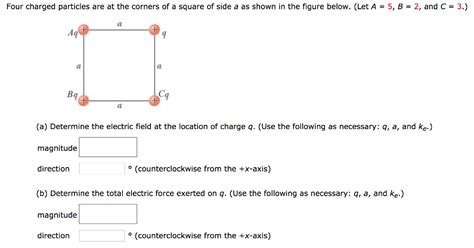 Solved Four Charged Particles Are At The Corners Of A Square