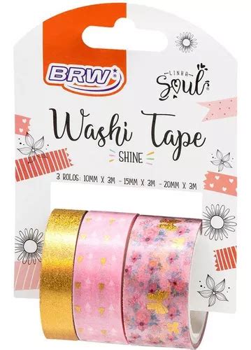 Cinta Adhesiva Washi Tape Shine Pink Brw 3 Unidades 3 M MercadoLibre