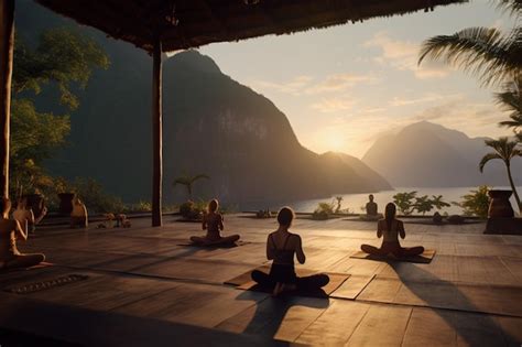 Premium Ai Image Photograph Of People Practicing Yoga In Exotic Locations
