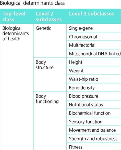 Determinants Of Health Classification Overview Of Download Table