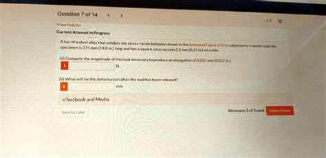 Question 7 Of 14 Vicw Policies Current Attemptin Progress Bar Ofa Steel