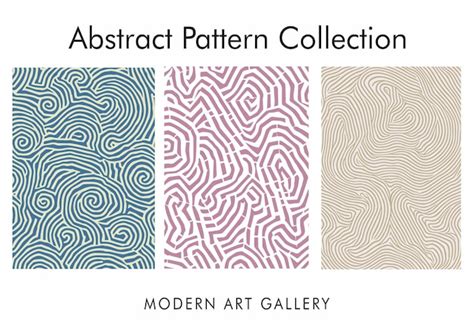 추상 패턴 물결 라인 아트 복고풍 패턴의 집합 프리미엄 벡터