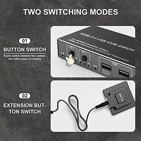 Conmutador Kvm Hdmi Usb 2 Puertos Pc Ordenador Conmutador Kvm Teclado