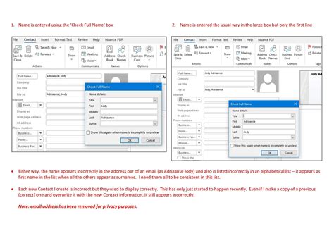 Outlook Desktop Contacts Displaying Incorrectly Microsoft Community