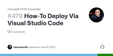 How To Deploy Via Visual Studio Code · Issue 479 · Microsoftfhir