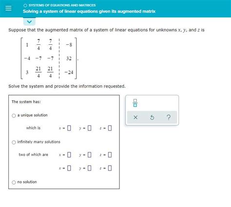 solved o systems of equations and matrices solving a system