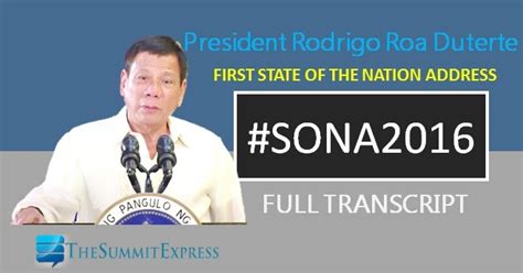 Full Text And Transcript President Duterte Sona 2016 Speech The