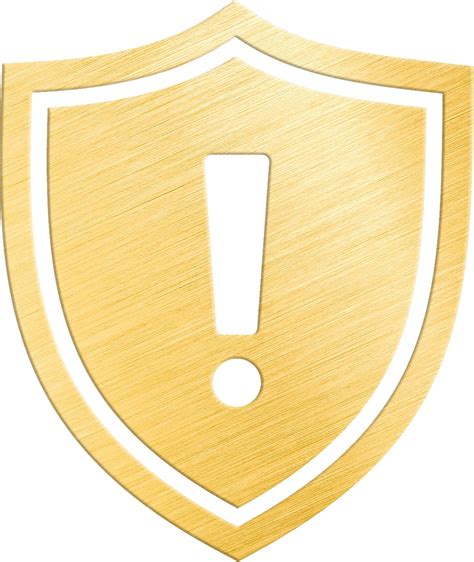 Premium Psd Gold Alert Warning Shield With Exclamation Mark Icon For