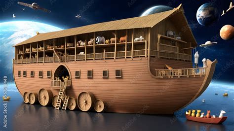 Noahs Ark Space Version Noahs Ark Bible Story Illustration Noahs