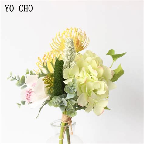 YO CHO ramo de flores artificiales de seda para decoración del hogar hortensias estilo bosque