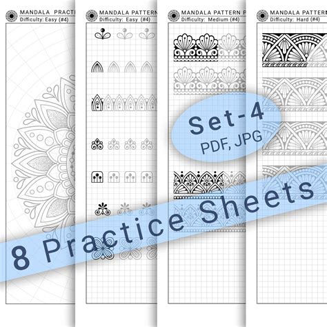 8 Mandala Practice Sheets Set 4 In Pdf  For Mandala Practice And Art