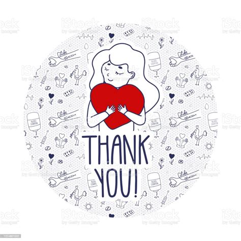 벡터 혈액 기증자 웹 사이트에 대한 페이지를 감사합니다 기부의 날 패턴 배경과 낙서 개념입니다 소녀는 삶의 은유로 마음을 보유하고 있다 6월에 대한 스톡 벡터 아트 및 기타