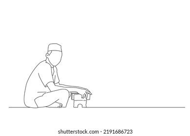 Illustration Muslim Man Reading Holy Islamic Stock Vector Royalty Free