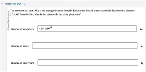 Solved No The Astronomical Unit Au Is The Average Distance