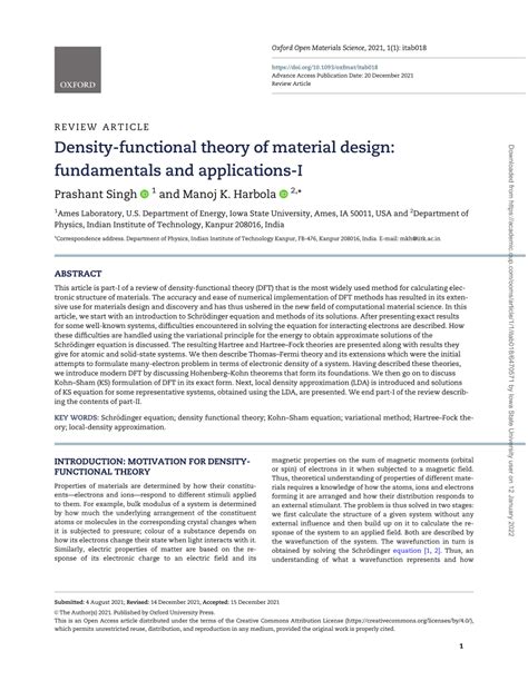 Pdf Density Functional Theory Of Material Design Fundamentals And