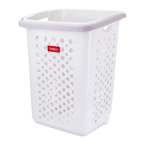 เบสิโค ตะกร้าผ้าล้อลาก รุ่น 5025 สีเบจ หูน้ำตาล Big C Online