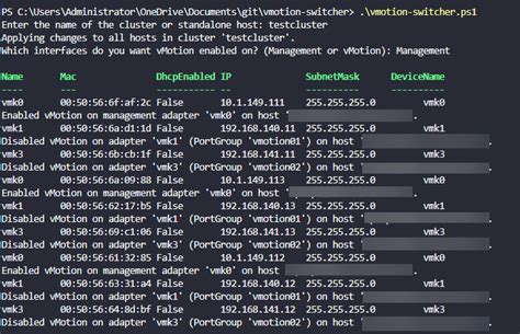 PowerCLI VMotion Enable Easy Switcher Script Virtualization Howto