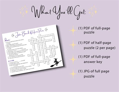 Hocus Pocus Party Crossword Puzzle Printable Trivia Etsy