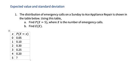 Solved Expected Value And Standard Deviation The Chegg