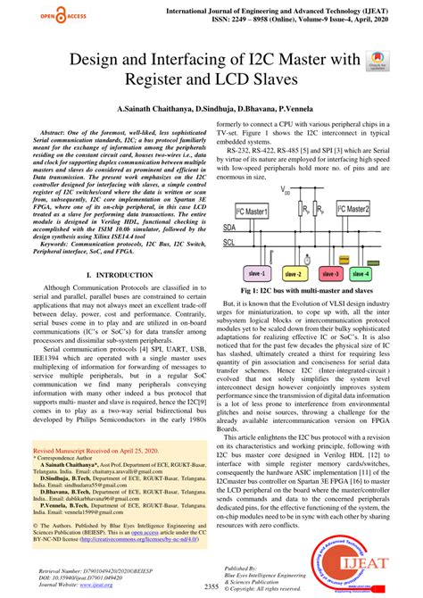 Pdf Design And Interfacing Of I2c Master With Register And Lcd Slaves