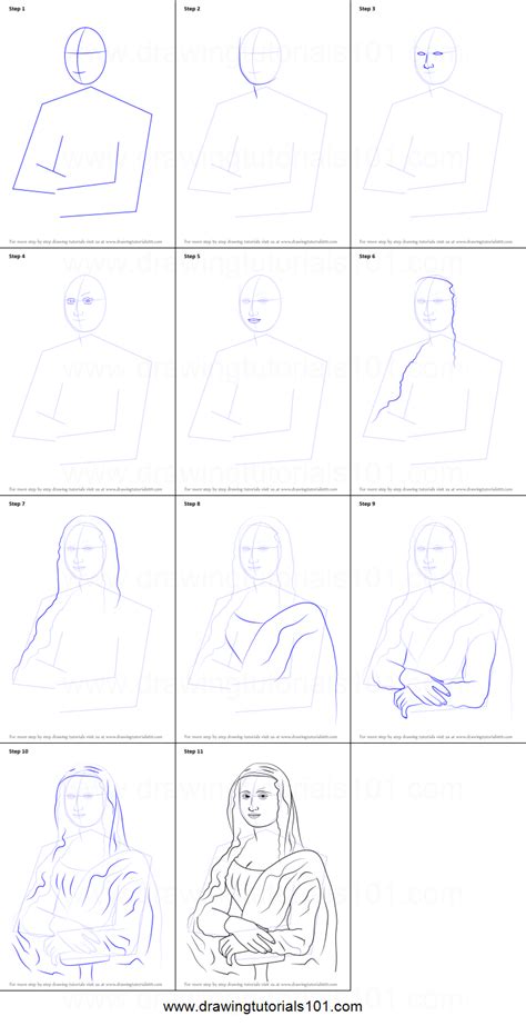 How To Draw Mona Lisa Printable Drawing Sheet By