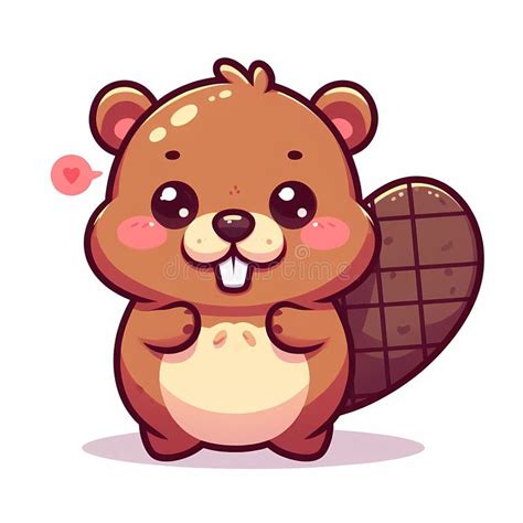 Chibi Beaver Illustration In Flat Style On White Background Stock Illustration Illustration Of