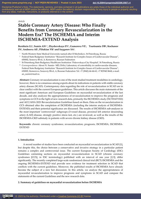 Pdf Stable Coronary Artery Disease Who Finally Benefits From