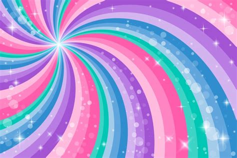 Rainbow Swirl Background With Stars Radial Vector Image