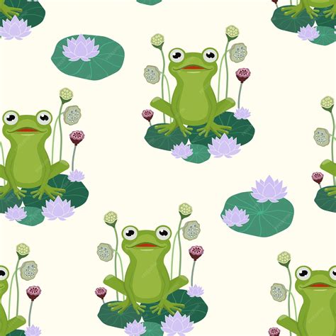 Premium Vector Frog Pattern With Plants Vector Seamless Texture