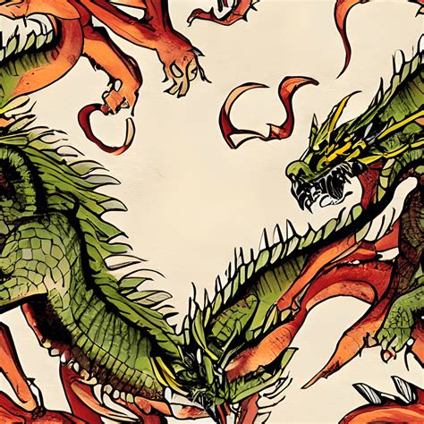 Dragons And Illustrations Pattern · Creative Fabrica