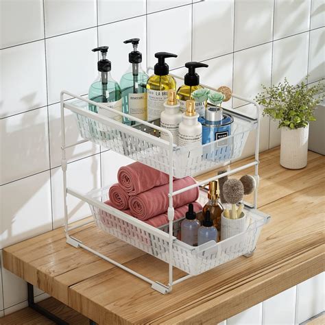 Tier Clear Organizer With Dividers Bathroom Organizer Under Sink Rack