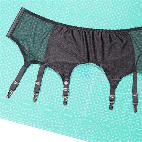 Womens Soft Stretchy 6 Straps Garter Belt Sheer Mesh Cloth Splicing