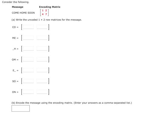 Consider The Followingmessageencoding Matrixcome