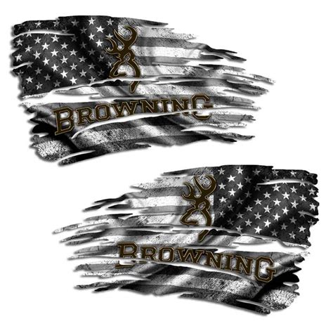 Distressed Browning Subdued American Flag Decal Set