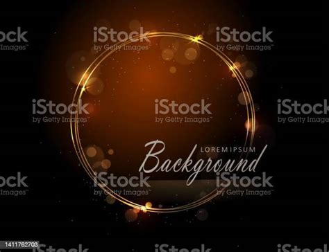 검은 색 디자인에 작은 색조와 밝은 반짝임이있는 금색의 둥근 고립 된 프레임 0명에 대한 스톡 벡터 아트 및 기타 이미지 0