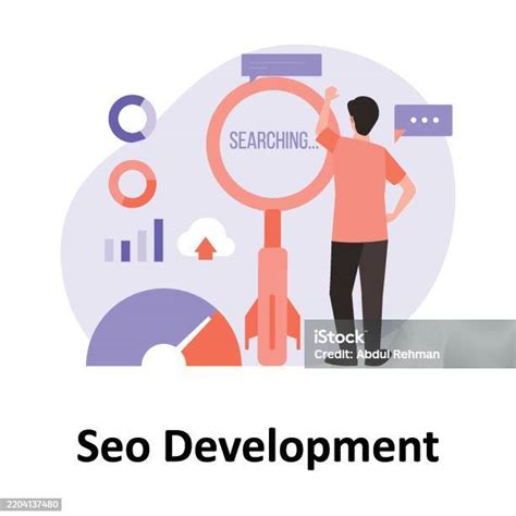 쉽게 수정하거나 편집할 수 있는 Seo 개발 벡터 일러스트레이션 개발에 대한 스톡 벡터 아트 및 기타 이미지 개발 개선