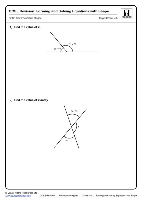 Forming And Solivng Equations With Shape Gcse Questions Gcse Revision Questions